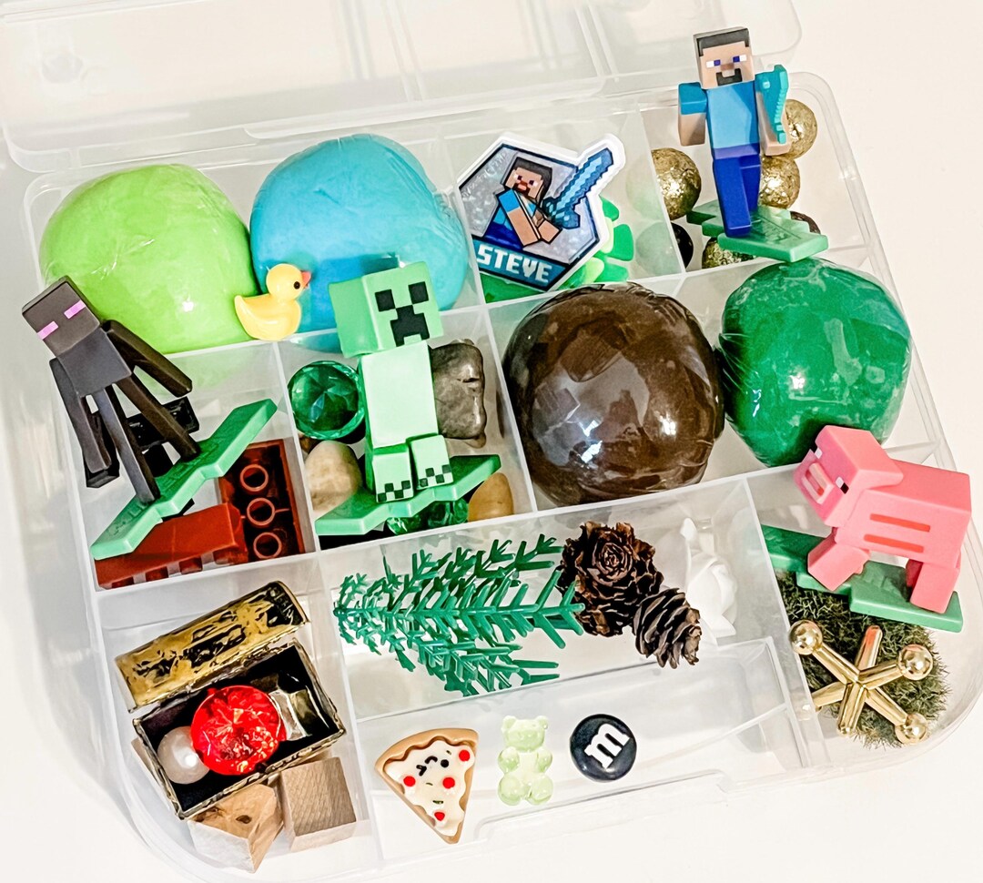 Minecraft Inspired Play Dough Kit, Minecraft Sensory Box, Minecraft ...