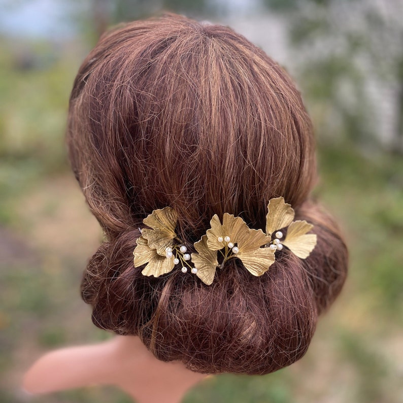 Gold Gingko Leaf Bridal Hair Comb: Handmade Wedding Headpiece - Etsy