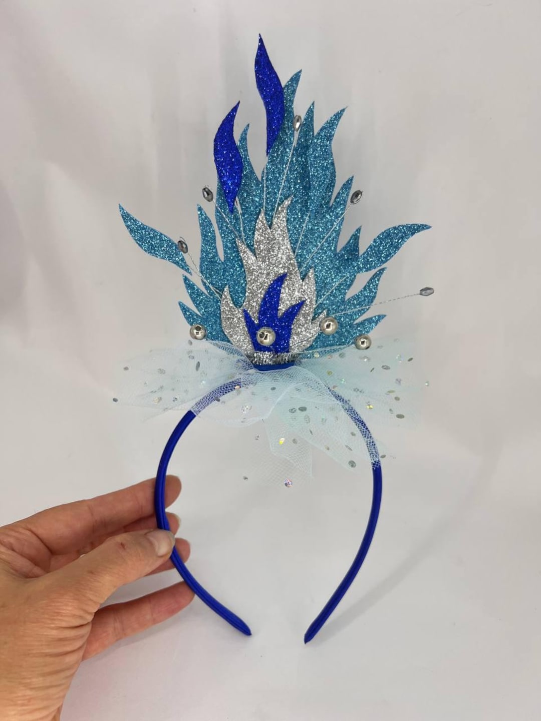 Blue Fire Flame Headband Halloween Costume Hair Clip Festival Headpiece ...