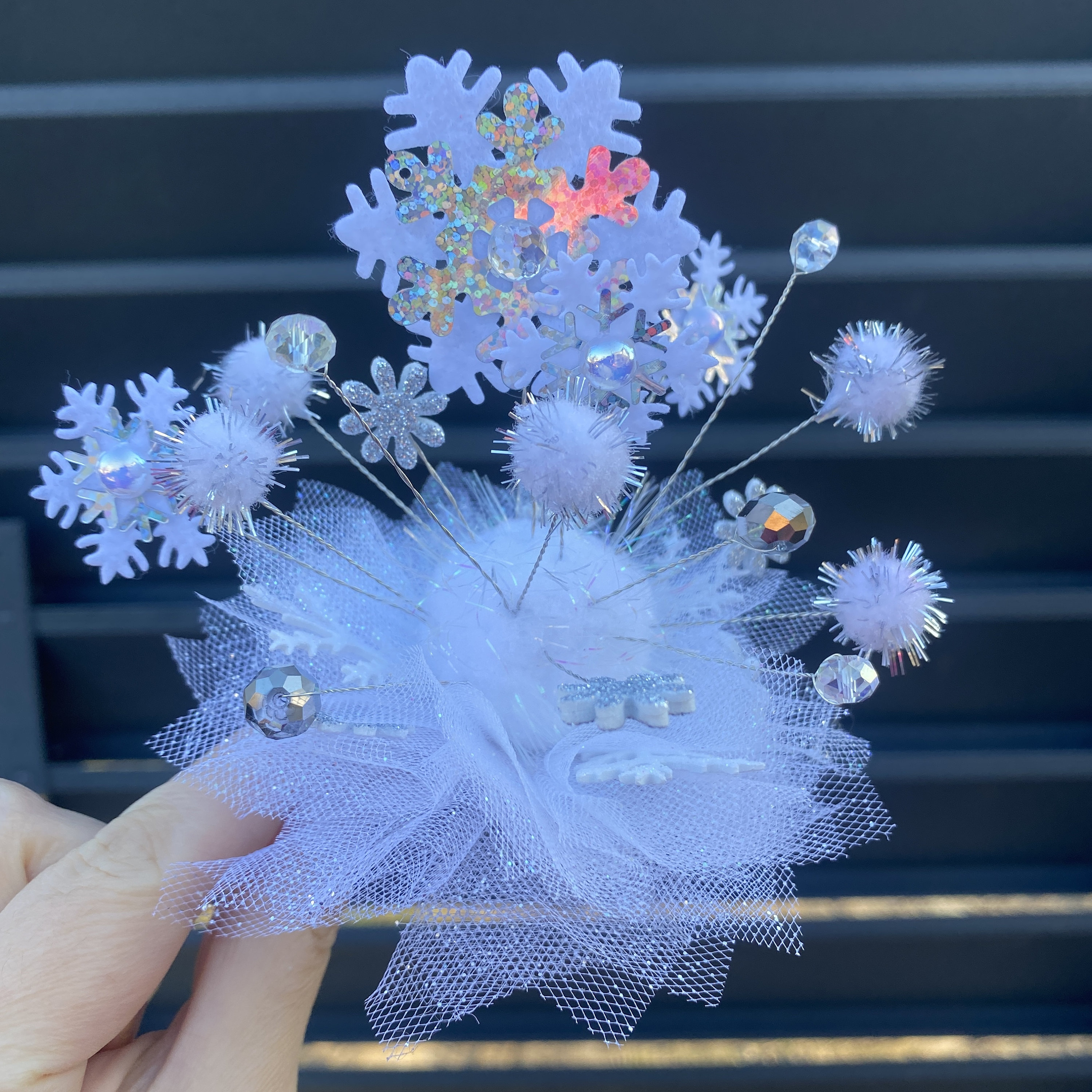 Snowflake Hair Clip Tulle Christmas Headpiece Glitter - Etsy