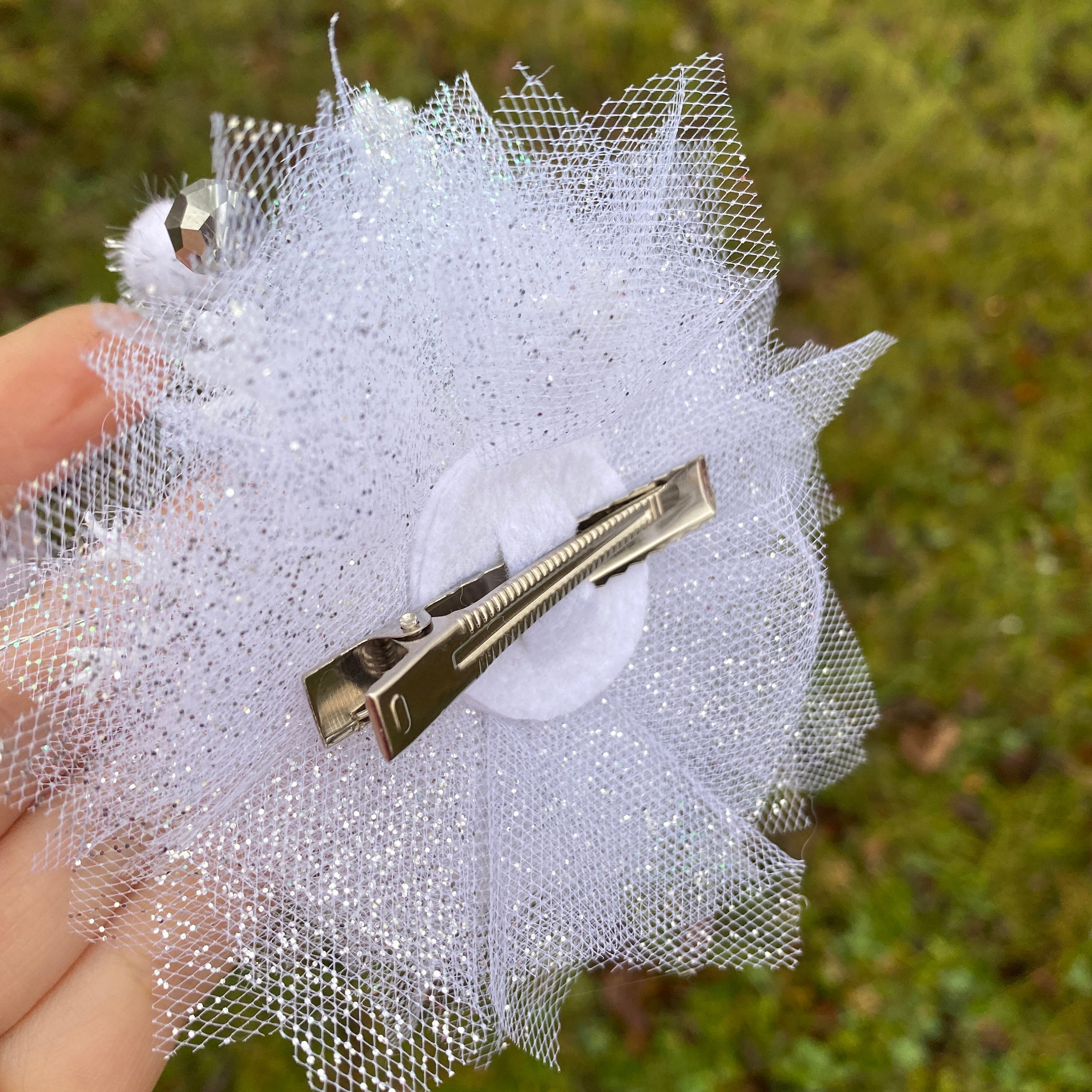 Snowflake Hair Clip Tulle Christmas Headpiece Glitter - Etsy