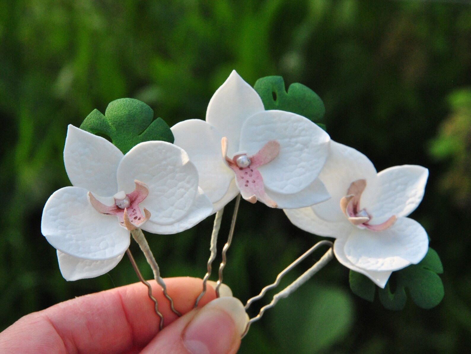 Orchid Hair Pin Hawaii Wedding Hair Piece Monstera Tropical ,beach ...