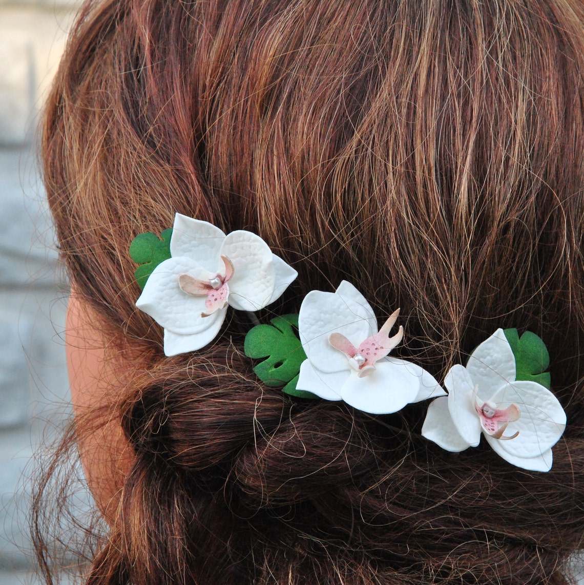Orchid Hair Pin Hawaii Wedding Hair Piece Monstera Tropical ,beach ...