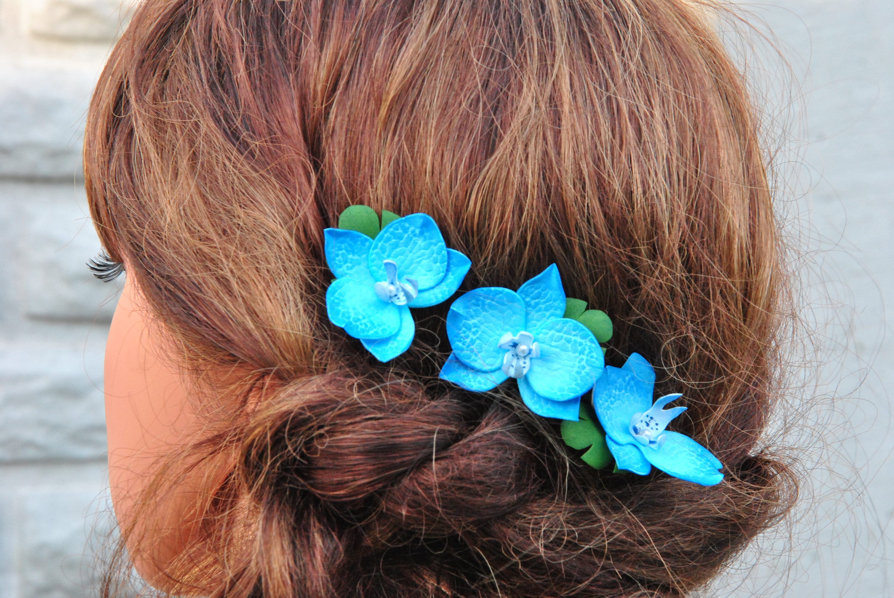 Blue Orchids Hair Pins Hawaiian Wedding Hair Piece Tropical - Etsy