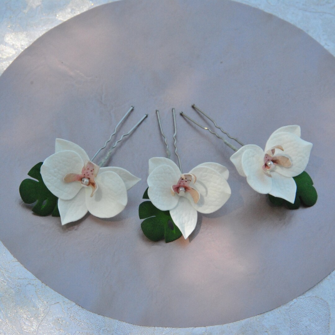 Orchid Hair Pin Hawaii Wedding Hair Piece Monstera Tropical ,beach ...