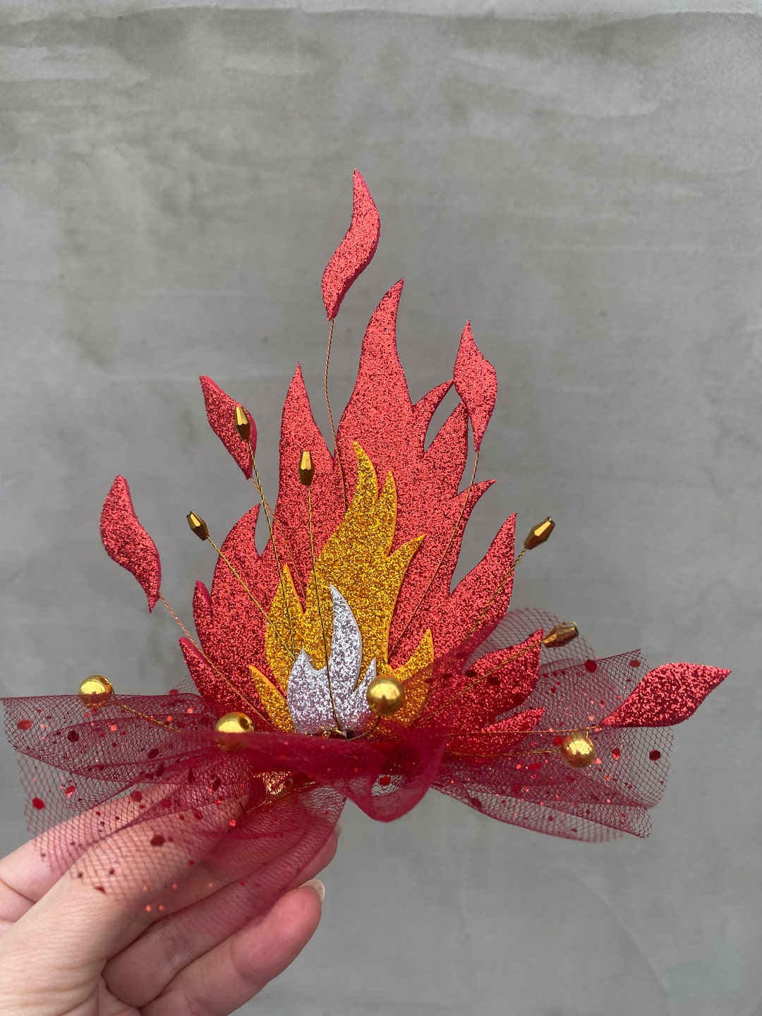 Fire Flame Headband: Handmade Festival Costume Hair Clip - Etsy