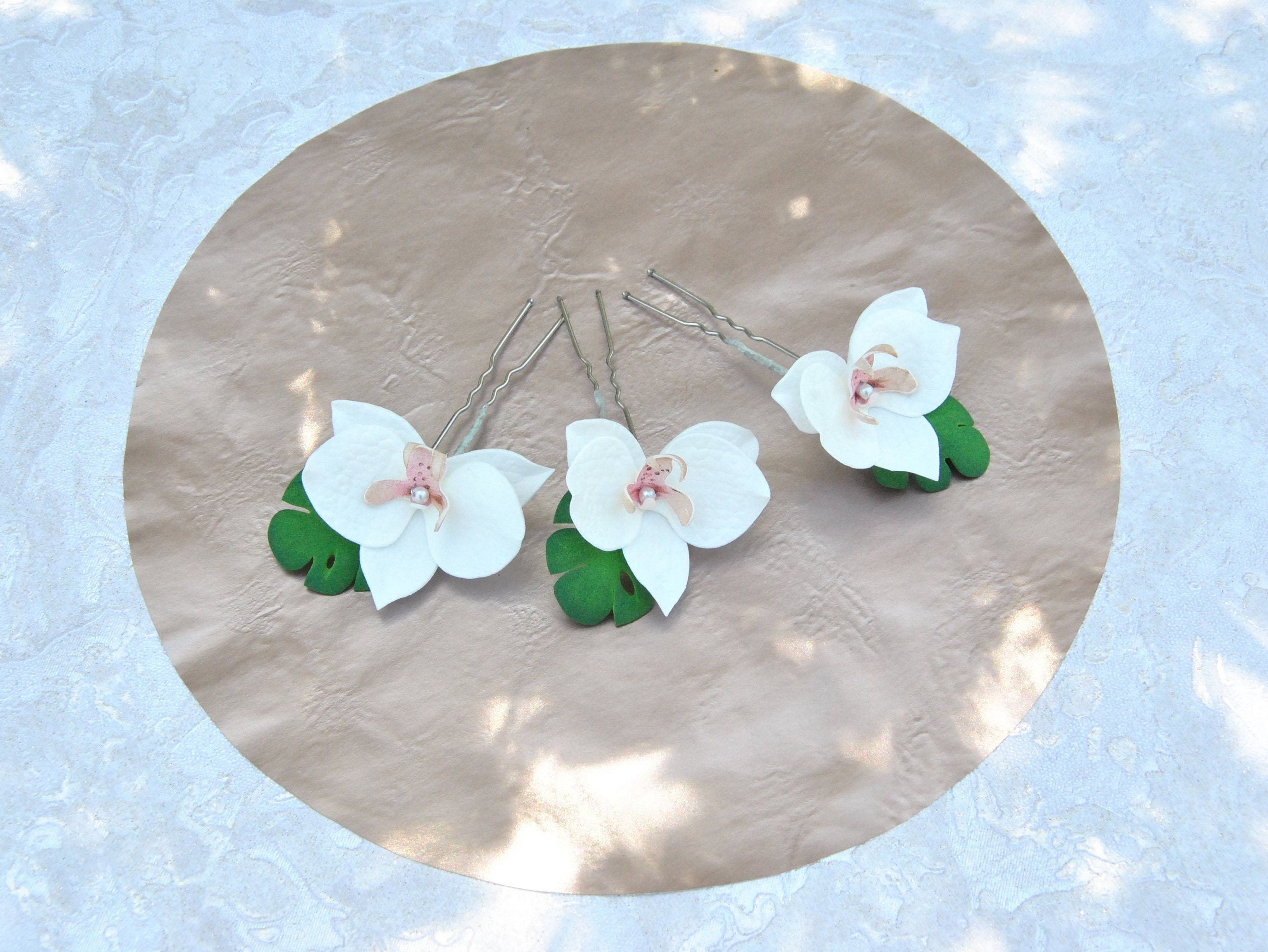 Orchid Hair Pin Hawaii Wedding Hair Piece Monstera Tropical ,beach ...