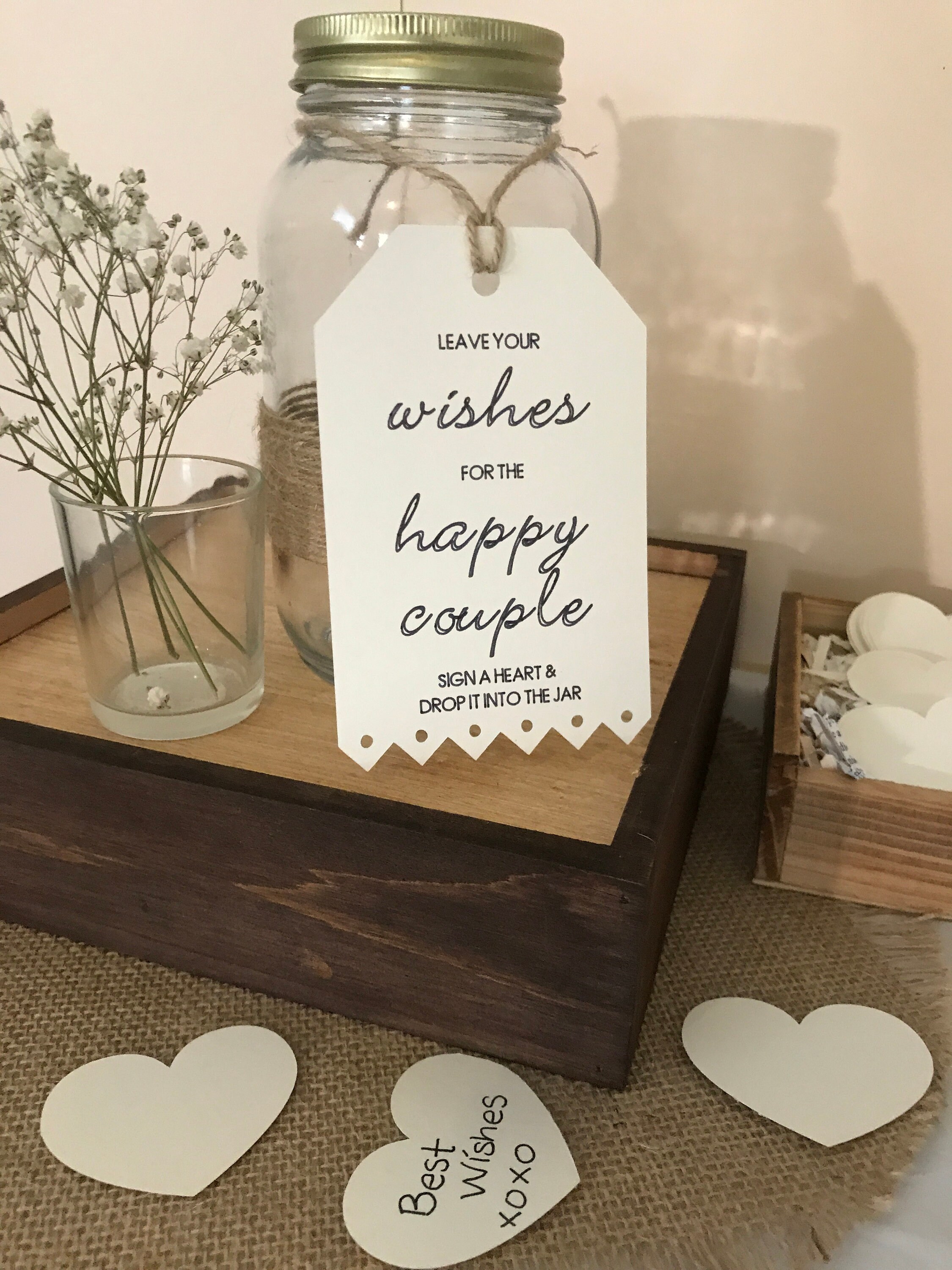 Wish Jar Tag for Spring Wedding Hearts Guestbook Alternative, Wedding ...