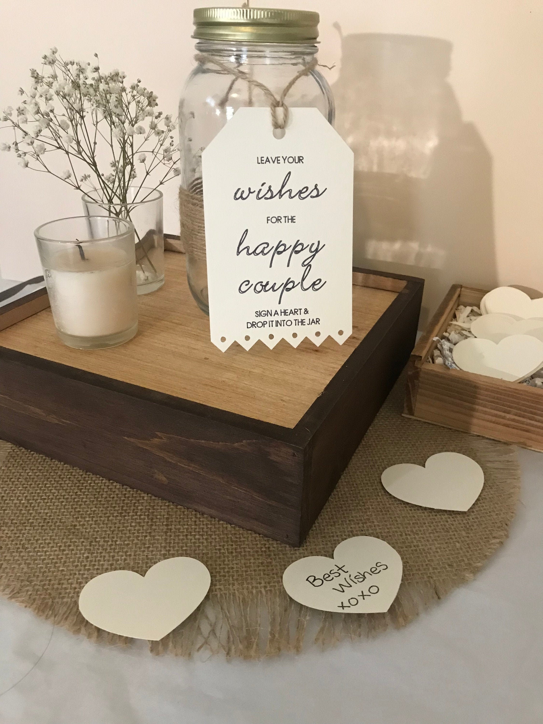 Wish Jar Tag for Spring Wedding Hearts Guestbook Alternative, Wedding ...