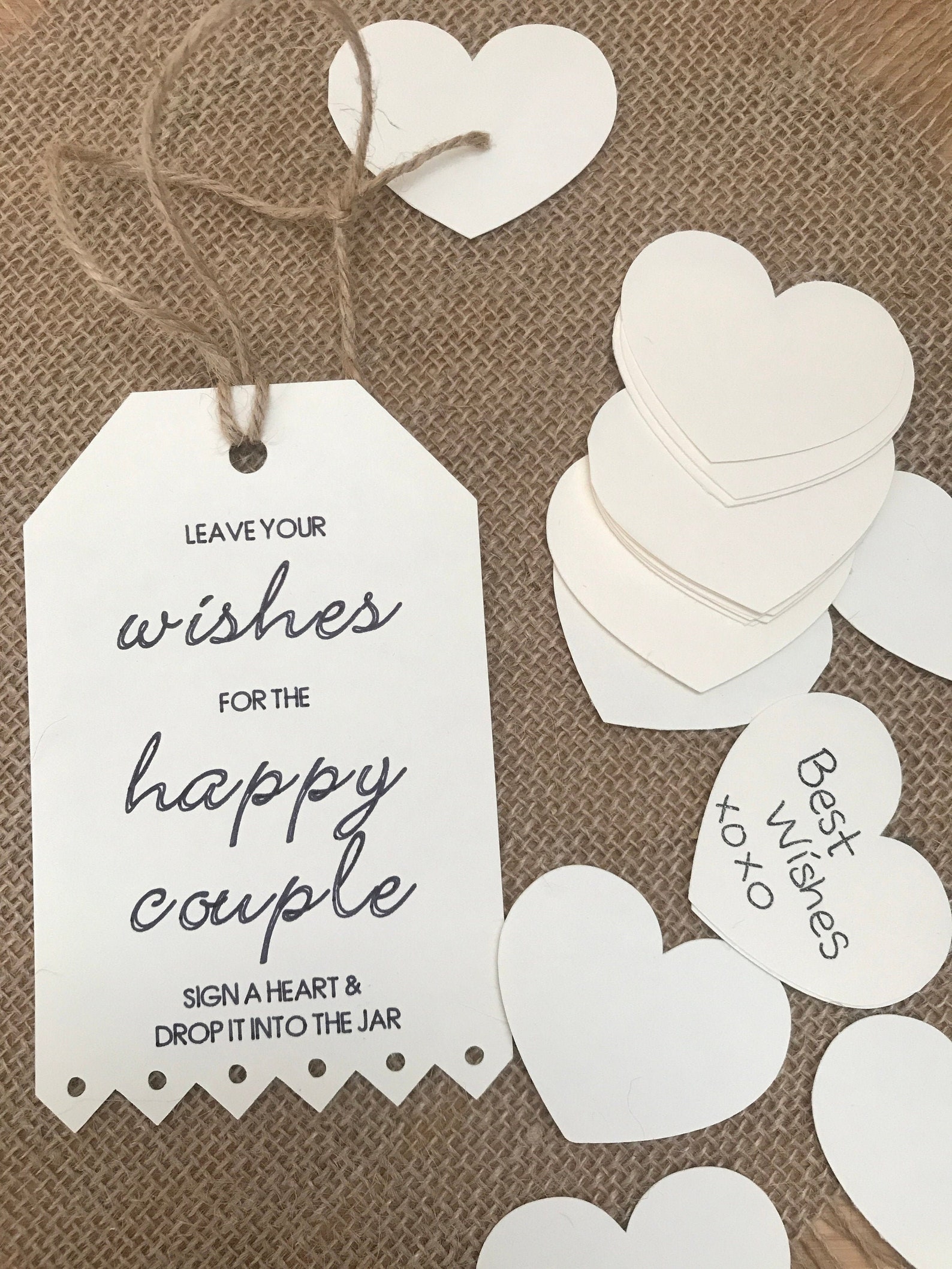 Wish Jar Tag for Spring Wedding Hearts Guestbook Alternative, Wedding ...