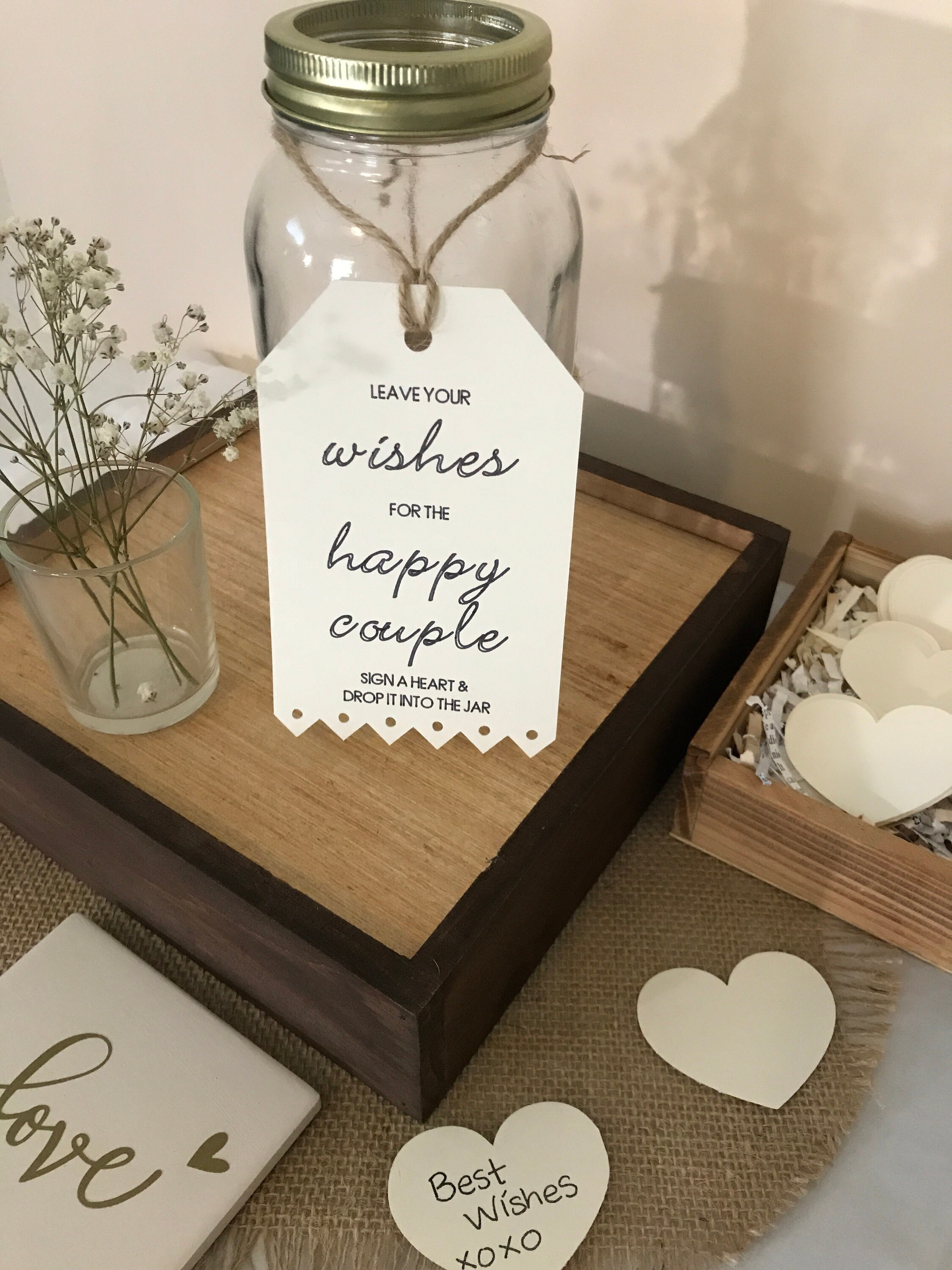 Wish Jar Tag for Spring Wedding Hearts Guestbook Alternative, Wedding ...