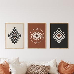 Set of 3 Aztec Wall Hanging, Western Decor, Southwestern Wall Art, Boho ...