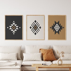 Aztec Wall Art Set of 3 Aztec Print Southwestern Wall Art | Etsy