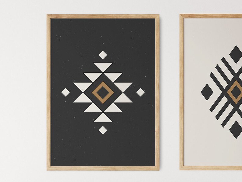 Aztec Wall Art, Set of 3 Aztec Print, Southwestern Wall Art, Boho ...