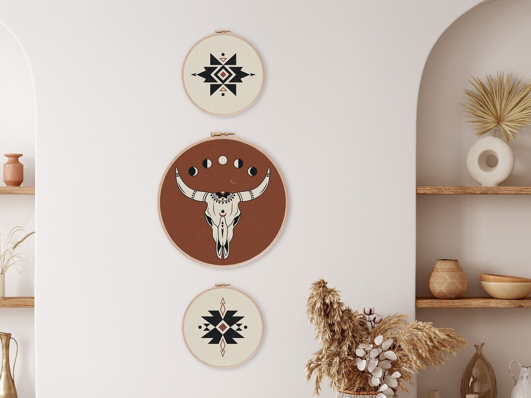 Buffalo Skull Decor, Southwestern Wall Art, Boho Home Decor, Bull Skull ...