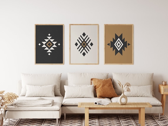 Aztec Wall Art Set of 3 Aztec Print Southwestern Wall Art - Etsy