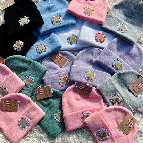 Embroidered Beanie - Etsy