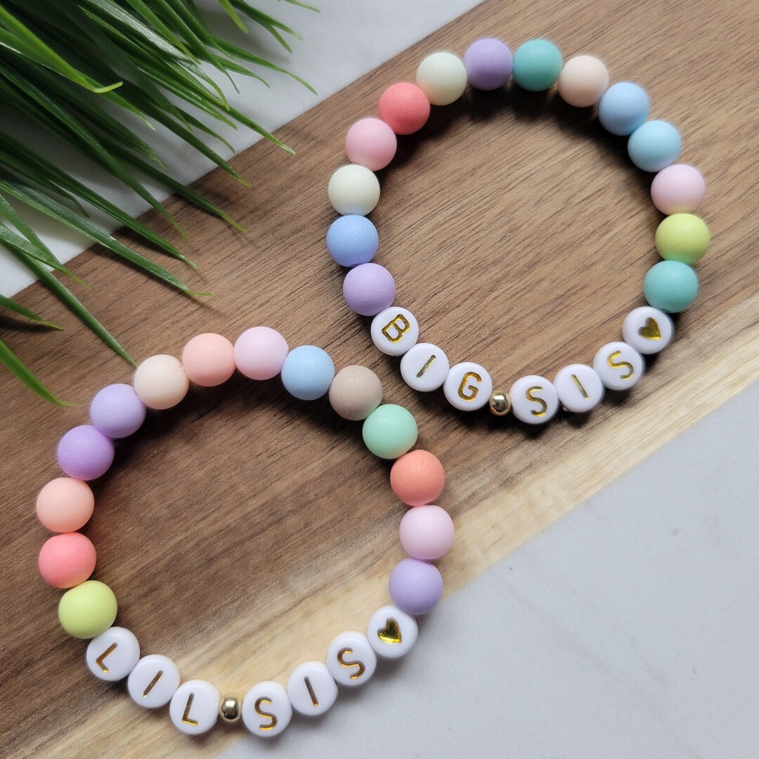 Big Sis Bracelet, Lil Sis Bracelet, Personalized Bracelet, Beaded ...