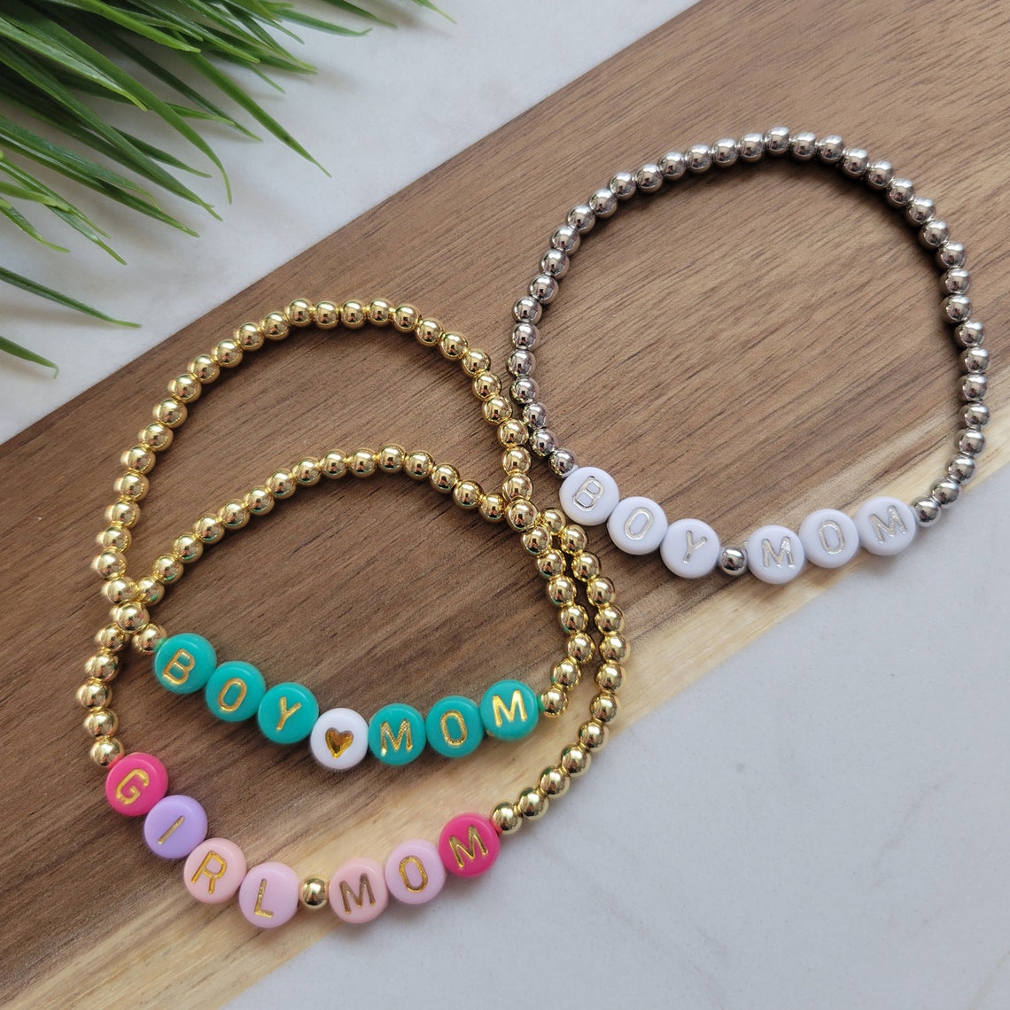 Boy Mom or Girl Mom Bracelet, Custom Heishi Clay Bead Bracelet, Gifts ...