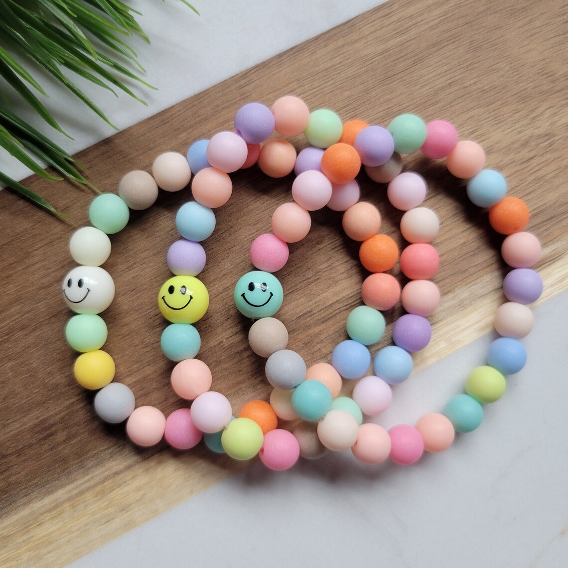 Smiley Face Bubble Bead Bracelet, Spring Colors, Easter Basket Stuffers ...