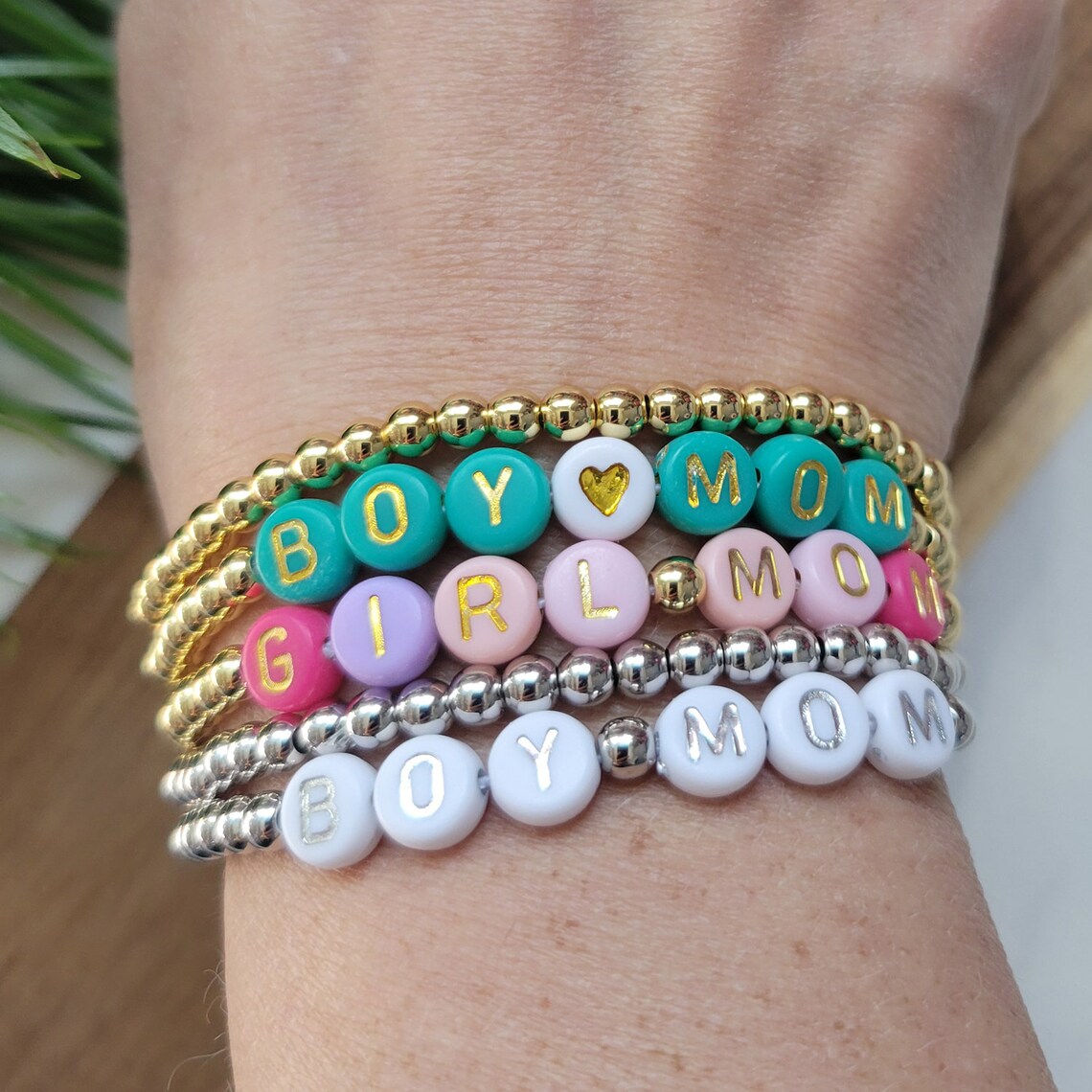 Boy Mom or Girl Mom Bracelet, Custom Heishi Clay Bead Bracelet, Gifts ...