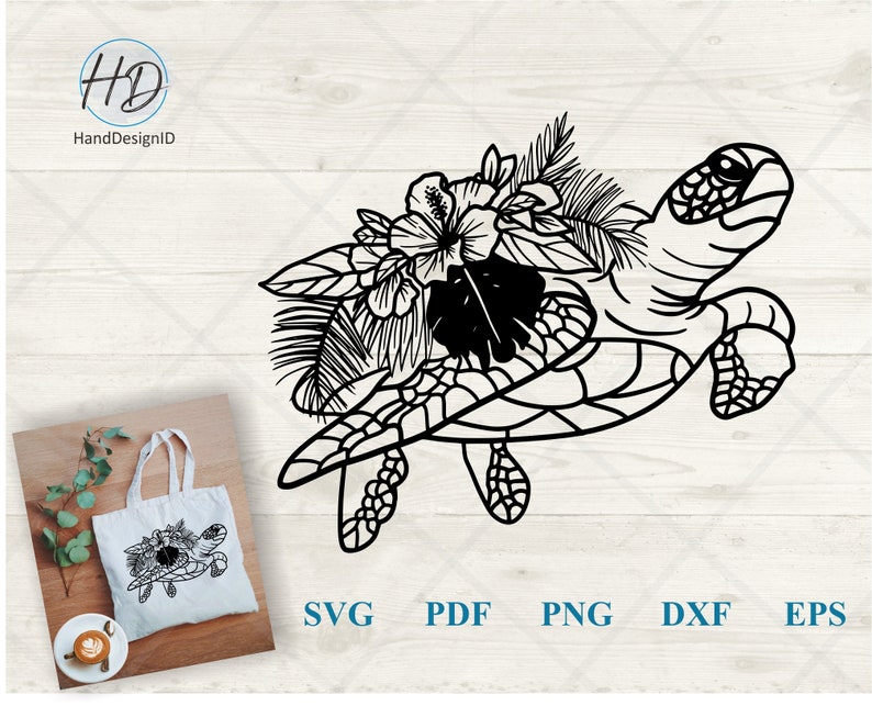 Turtle With Flower Svg Turtle Svg File Sea Turtle Svg - Etsy