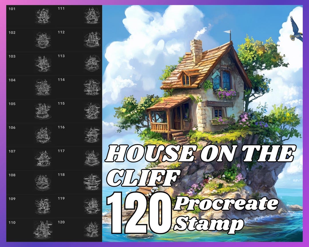 120 House on the Cliff Procreate Stamps (digital Download) - Etsy