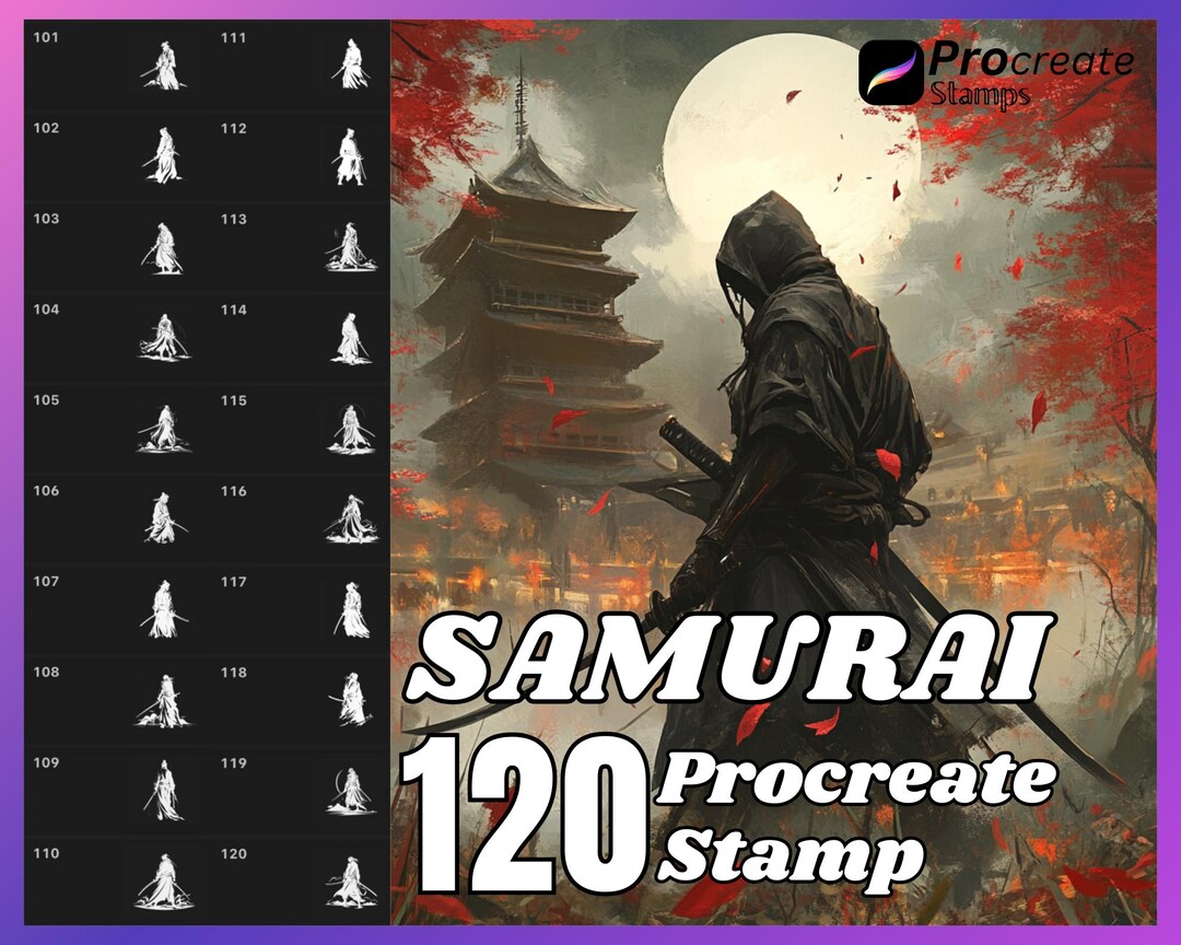 120 Samurai Procreate Stamps: Brush Set (digital Download) - Etsy