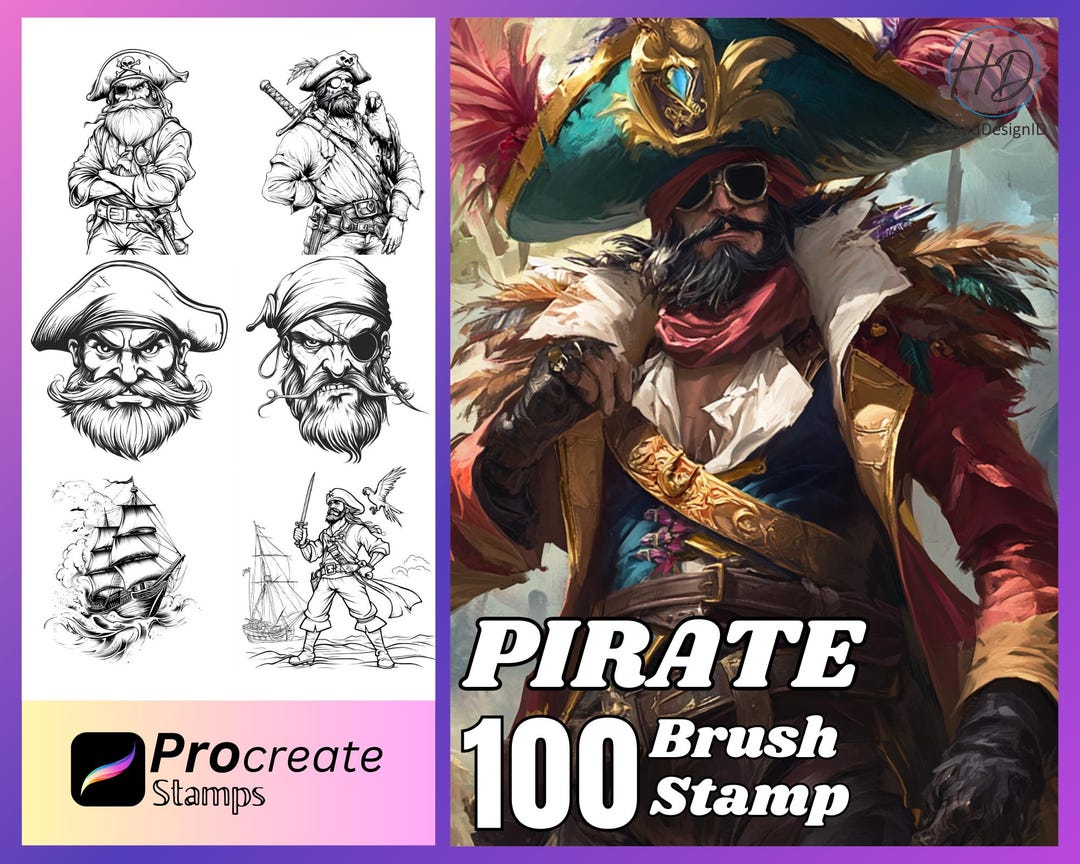 100 Pirate Procreate Stamps: Brush Set (digital Download) - Etsy
