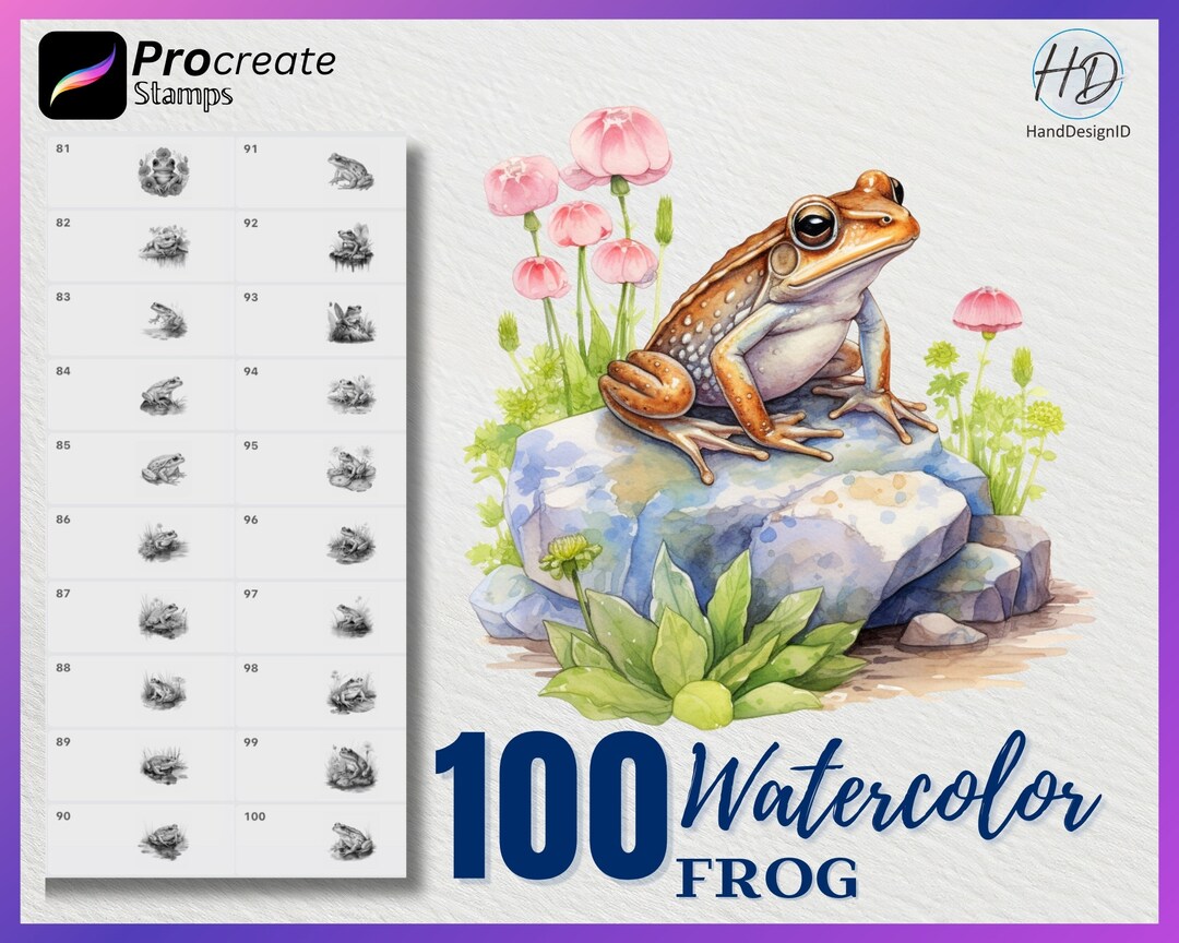 100 Watercolor Frog Procreate Stamps: Floral Art (digital Download) - Etsy