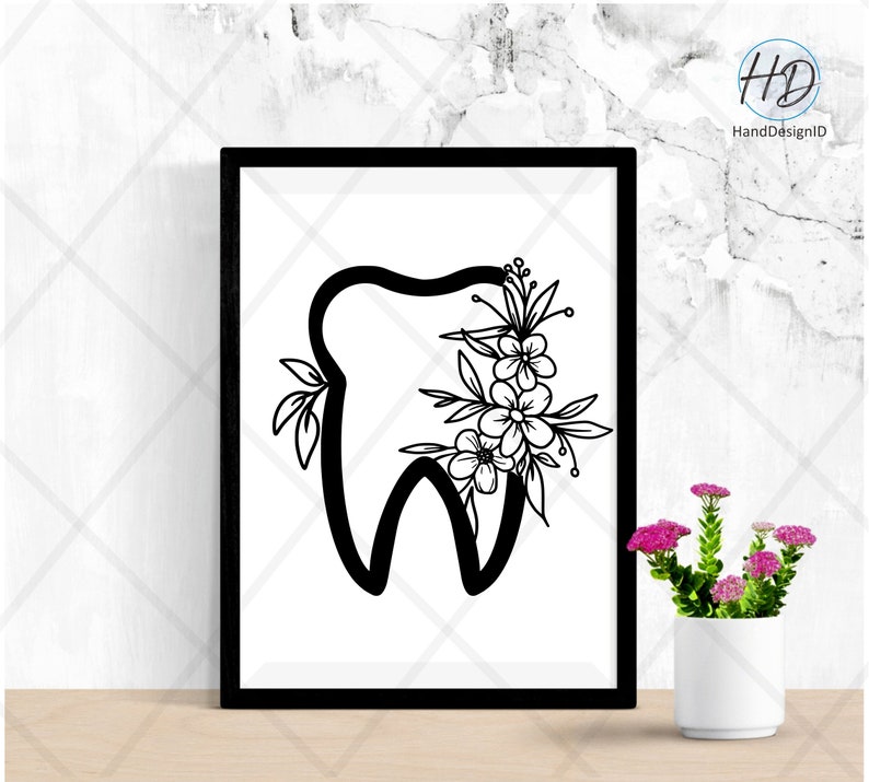 Dentist SVG Floral Dentist SVG Tooth With Flower for Dentist - Etsy