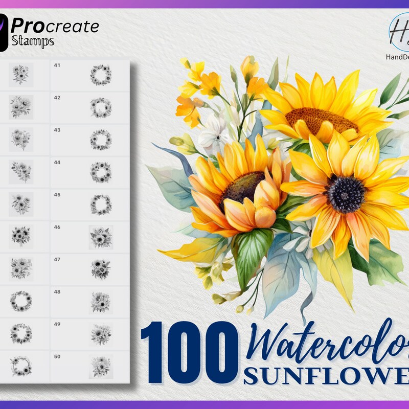 Sunflower Stamp - Etsy