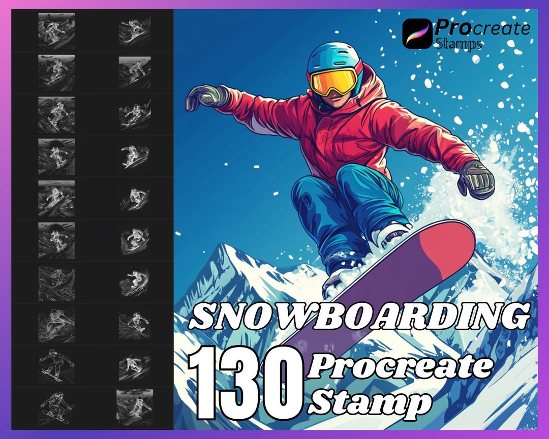 130 Snowboarding Procreate Stamps: Brush Set (digital Download) - Etsy