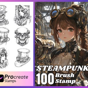100 Steampunk Procreate Stamps: Brush Set (digital Download) - Etsy