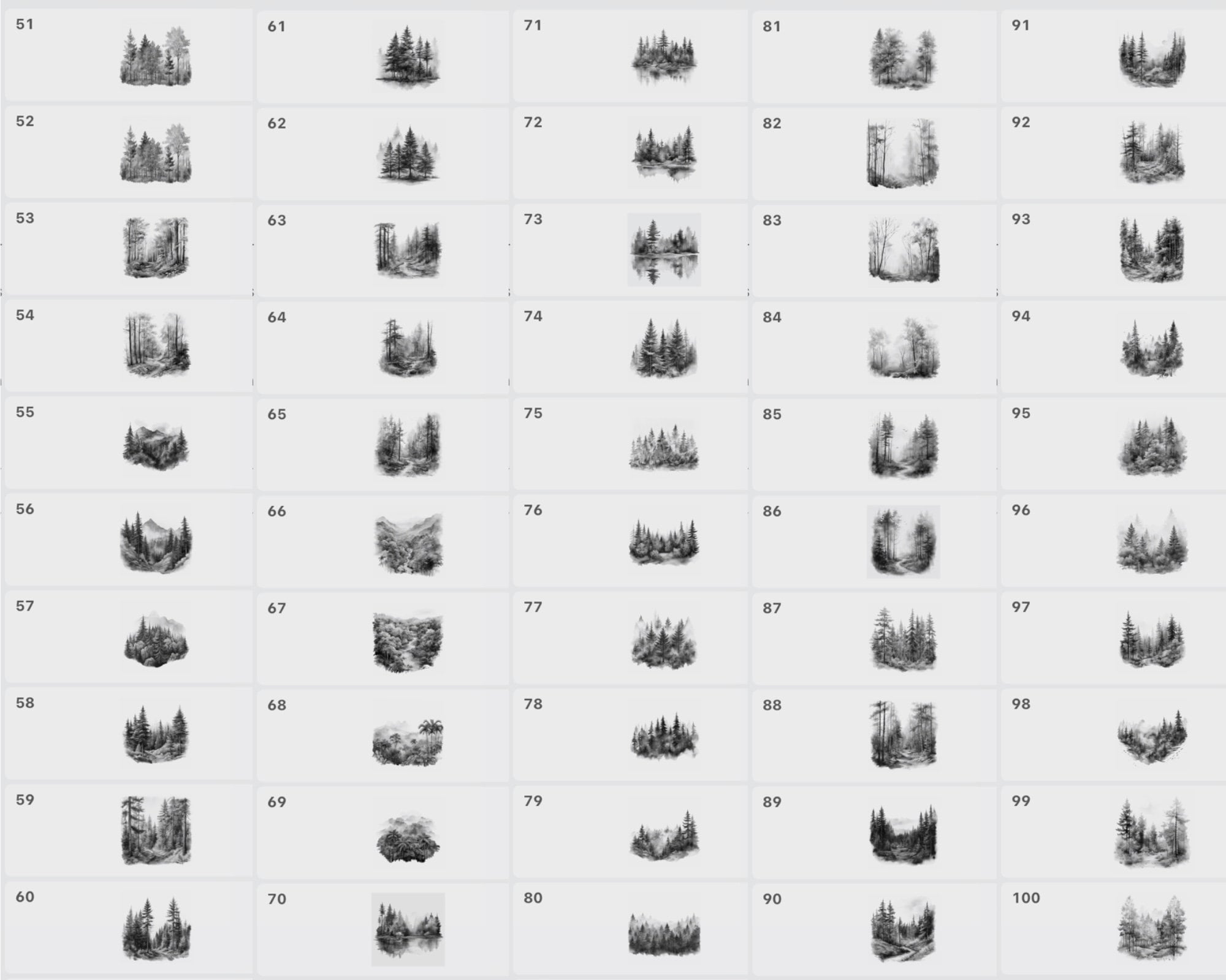 100 Procreate Watercolor Forest Stamps, Forest Stamps for Procreate ...