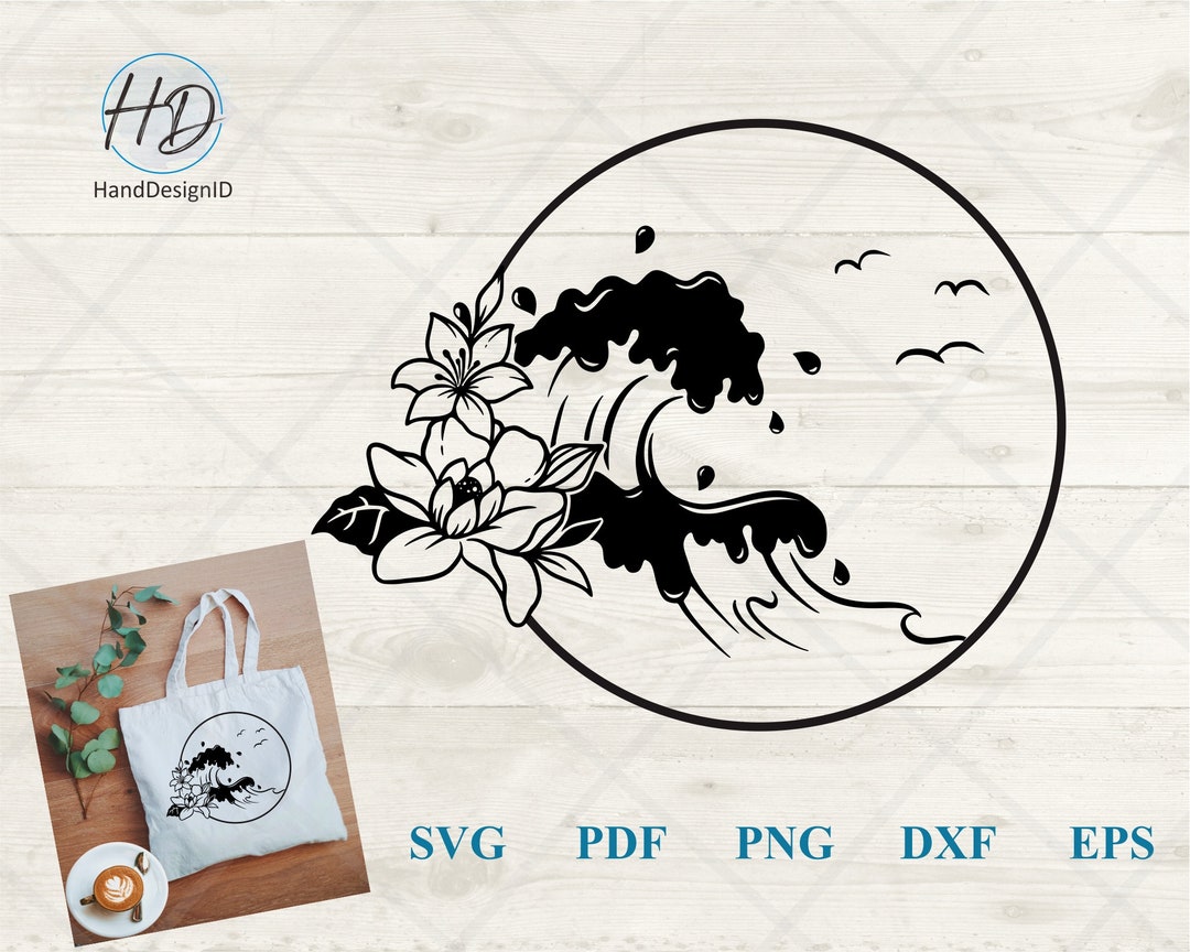 Floral Wave Svg Wave SVG Wave Scene Svg Ocean Scene Svg - Etsy