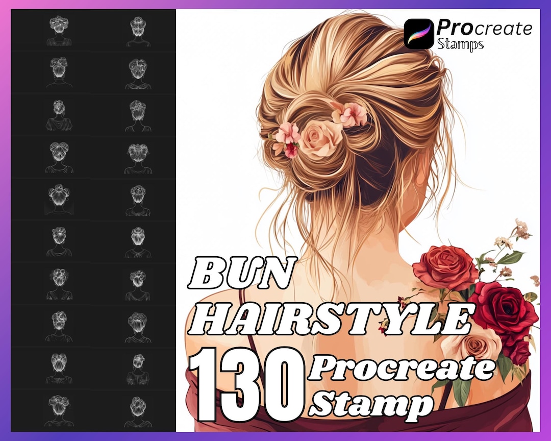 130 Bun Hairstyle Procreate Stamps: Digital Brush Set (PDF) - Etsy