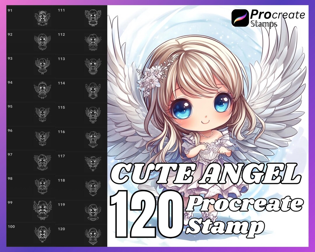 120 Procreate Cute Angel Stamps, Cute Angel Brush for Procreate, Cute ...
