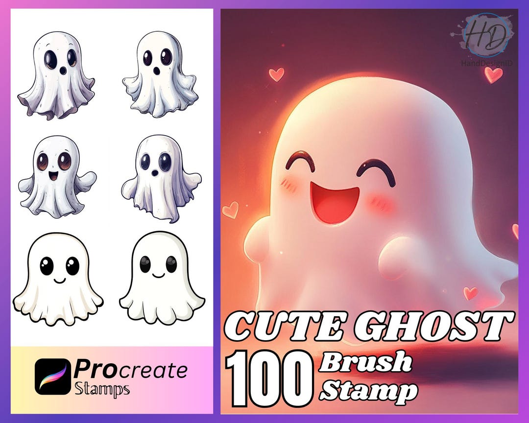 100 Procreate Cute Ghost Stamps, Cute Ghost Brush for Procreate, Cute ...