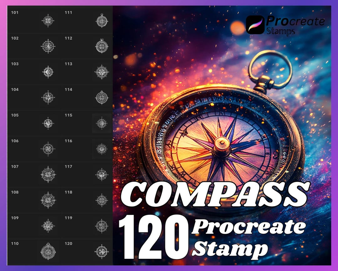 120 Compass Procreate Stamps: Brush Set (digital Download) - Etsy