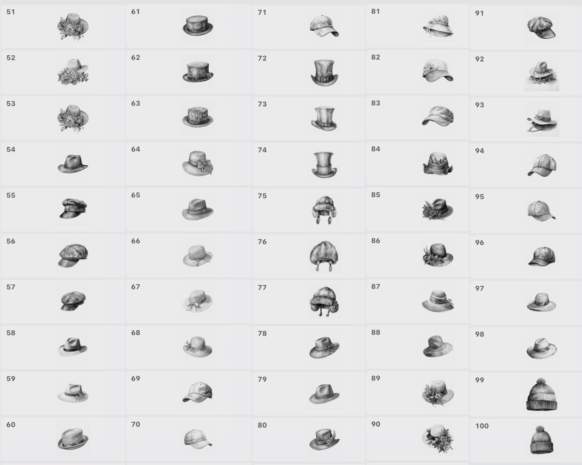 100 Procreate Watercolor Hat Stamps, Hat Stamps for Procreate ...