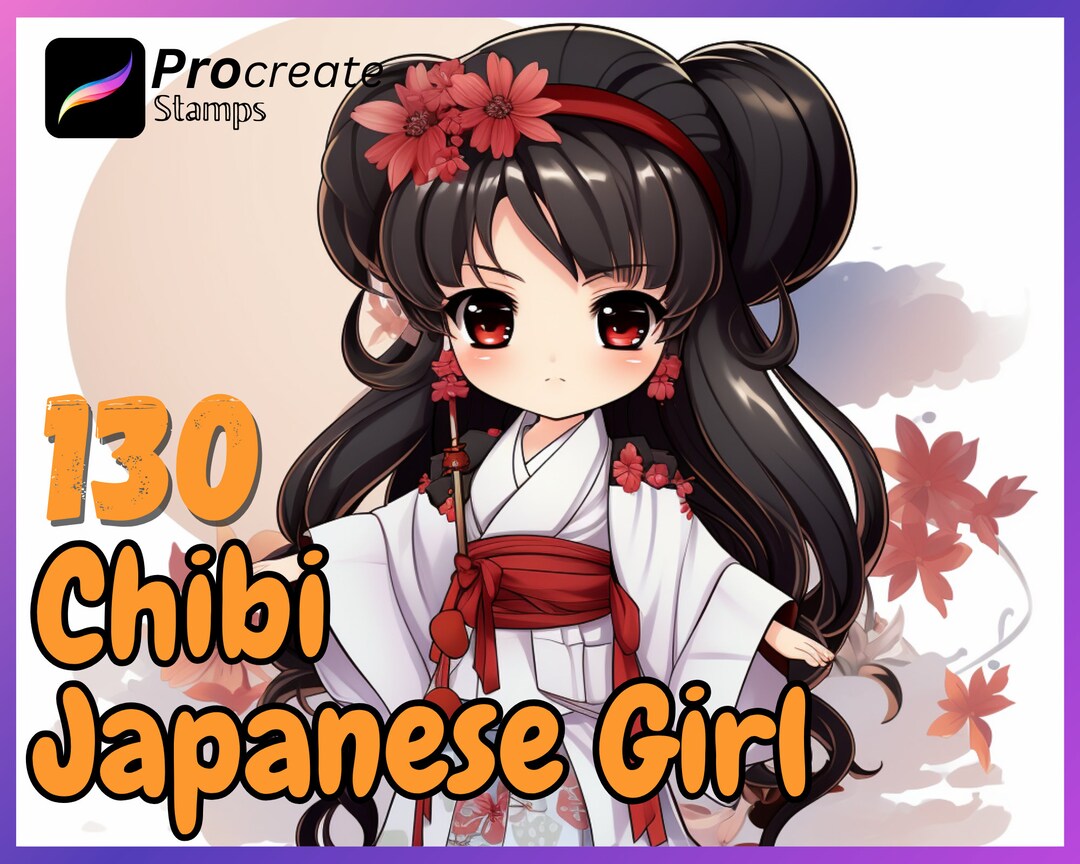 130 Procreate Chibi Japanese Girl Stamps Chibi Girl Stamps - Etsy