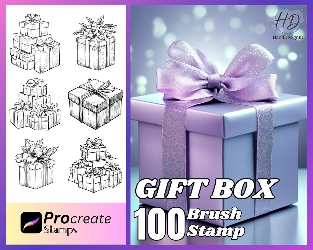 100 Procreate Gift Box Stamps, Gift Box Brush for Procreate, Gift Box ...