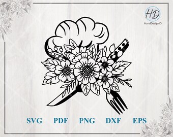 Chef Tools Svg Floral Chef Svg Cooking Tool Svg Baking - Etsy