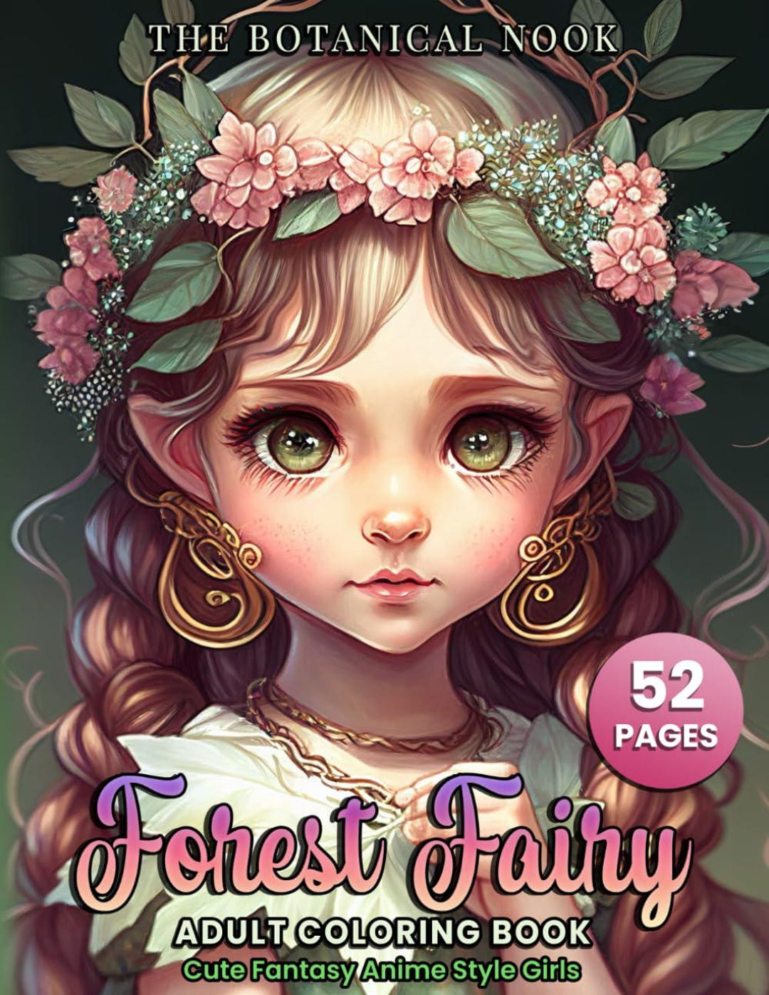 Delicate Forest Fairy Coloring Book. Cute Fantasy Adult Coloring Book ...