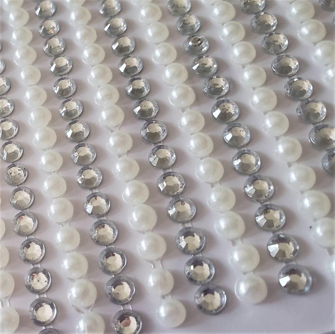 Gem Borders, Stickers, Silver, Clear, Pearl, Rhinestones, Jewels ...