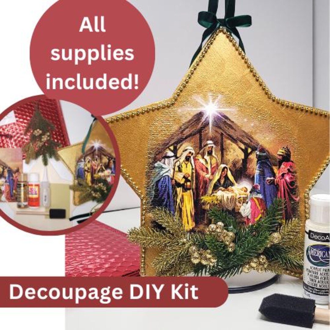 DIY Decoupage Kit, Craft Kit, Christmas, Nativity, Manger, Baby Jesus ...
