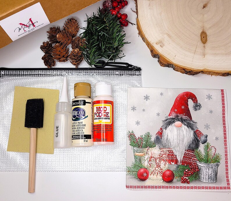 DIY Decoupage Kit, Craft Kit, Christmas, Christmas Gnome, Home Decor ...