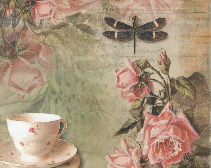 Rice Paper Decoupage Paper Crafts Mixed Media Floral Tea | Etsy