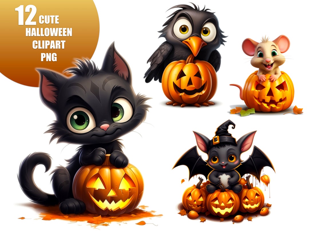 Halloween Clipart, Funny Digital Stickers, Individual Pngs, Cute ...